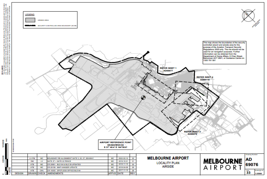 This map shows the boundaries of the security controlled airport and ...