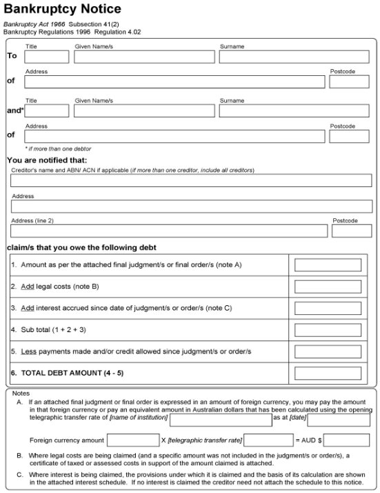 Bankruptcy Regulations 1996