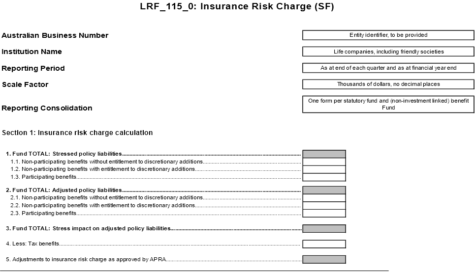 Reporting Form LRF 110